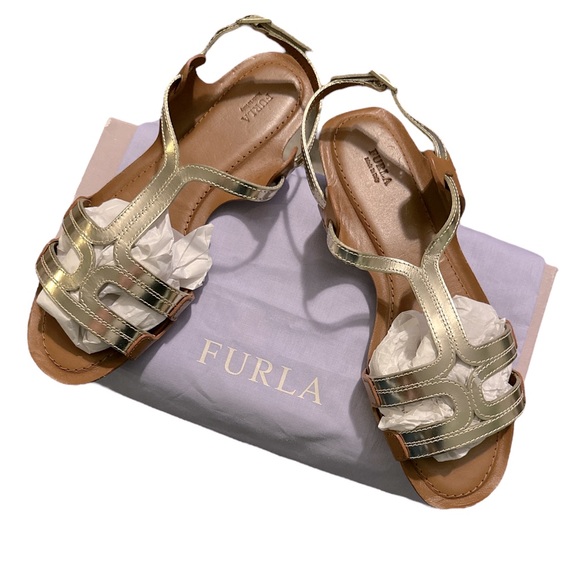 Furla | Shoes | Nib Furla Carmen Gold Sandals 375 | Poshmark